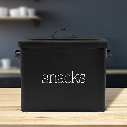 AuldHome Black Enamel Snack Bin; Modern Farmhouse Style Snack Container, Ideal for Single Serving Snacks