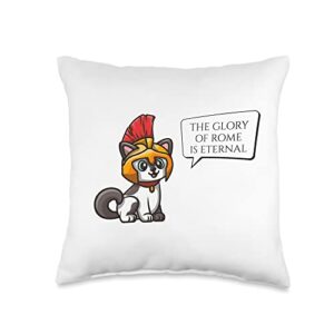 ancient roman history apparel & gifts the glory of rome is eternal-ancient roman legionary cat throw pillow, 16x16, multicolor