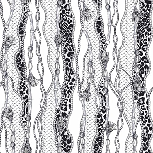 Texco Inc Ski Mix Animal Skin Pattern DTY Brush 4 Way Stretch Printed Fabric, Off White Gray 1 Yard