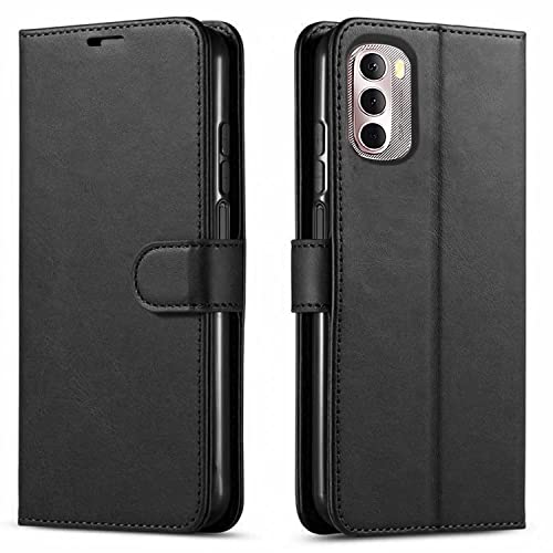 STARSHOP Motorola Moto G Stylus 5G 2022 Phone Case, with [Tempered Glass Screen Protector Included] PU Leather Wallet Shockproof Cover Kickstand with Card Holder Slots & Magnet Closure -Black