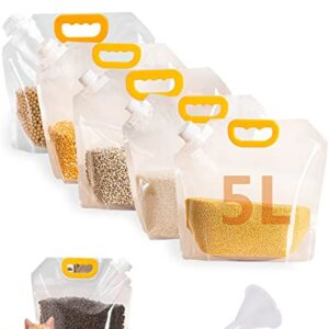 Cereal Containers Storage(5pcs -11lb)Airtight Food Storage Containers with Lids & Funnel, Air Tight Containers for Food Stand Up Rice Cereal Dry Food Storage Containers for Organizing Pantry Kitchen