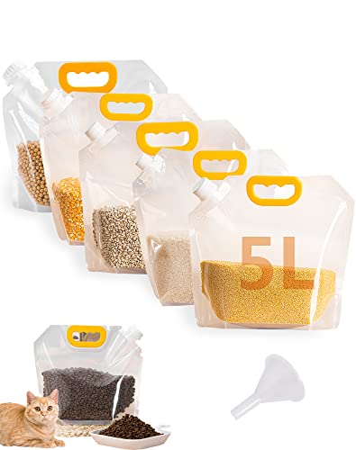 Cereal Containers Storage(5pcs -11lb)Airtight Food Storage Containers with Lids & Funnel, Air Tight Containers for Food Stand Up Rice Cereal Dry Food Storage Containers for Organizing Pantry Kitchen