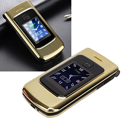 Unlocked Senior Flip Cell Phone, 2G Big Button Hearing Aids Flip Phone for Seniors, 2.4 Inch Display, FM Radio, MP3, MP4, BT, 4800mAh Battery, Dual Card Dual Standby (Gold)