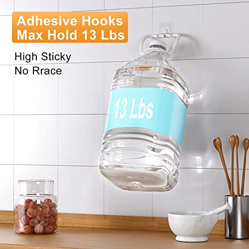 probebi Adhesive Hooks for Hanging Heavy Duty - 12 Pack Wall 13lb(Max) Sticky Waterproof Wall Hangers Without Nails For Kitchen, Bathroom, Indoor Use for Home & Office