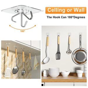 probebi Adhesive Hooks for Hanging Heavy Duty - 12 Pack Wall 13lb(Max) Sticky Waterproof Wall Hangers Without Nails For Kitchen, Bathroom, Indoor Use for Home & Office