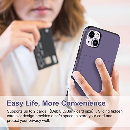 SAMONPOW for iPhone 14 Case with Screen Protector & Camera Cover 4-in-1 Full Body Hybrid iPhone 14 Case Wallet Card Slot Holder Shockproof Bumper Armor Protective Case for iPhone 14 for Women Men