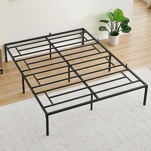 Coucheta Queen Bed Frame,14 Inch Black Metal Queen Bed Frame,No Box Spring Needed Queen Size Platform Bed Frame