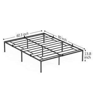 Coucheta Queen Bed Frame,14 Inch Black Metal Queen Bed Frame,No Box Spring Needed Queen Size Platform Bed Frame