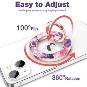 SURITCH Magnetic Cell Phone Ring Holder Grip for iPhone 14/13/12(pro, pro max, Plus, Mini), Finger Grip Folding Adjustable Kickstand for All Magsafe iPhone-Compatibles, Lavender