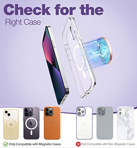 SURITCH Magnetic Cell Phone Ring Holder Grip for iPhone 14/13/12(pro, pro max, Plus, Mini), Finger Grip Folding Adjustable Kickstand for All Magsafe iPhone-Compatibles, Lavender