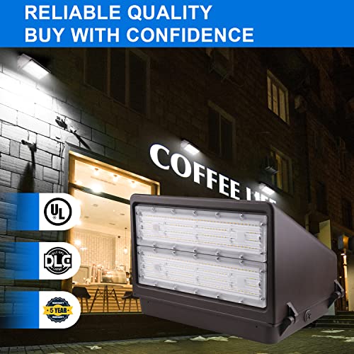 100W LED Full Cut Off Wall Pack Light with Dusk to Dawn Photocell,14000LM Outdoor Wall Light (450W Equiv.) 5000K Commercial Wall Pack Light, IP65 Waterproof UL & DLC Listed