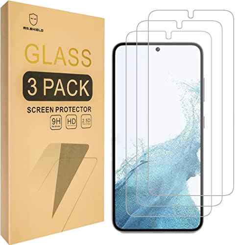 Mr.Shield [3-Pack] Designed For Samsung Galaxy S23 5G [6.1 Inch] [Fingerprint Unlock Compatible] [Tempered Glass] [Japan Glass with 9H Hardness] Screen Protector with Lifetime Replacement