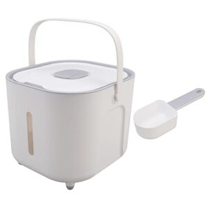 Tnfeeon Rice Dispenser Sealing Rice Dispenser Sealing Rice Storage Container Proof Non Slip Grain Barrel Grey White