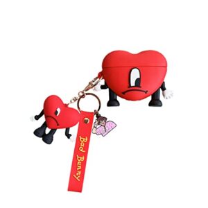 cute airpod case, funny 3d cartoon key chain case, soft pvc full protection shockproof charging case cover compatible with for airpod 1/2. (pendant love)