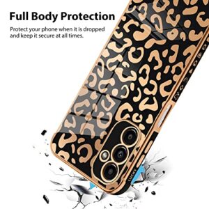 Bonoma for Samsung Galaxy A14 5G Case Leopard Plating Electroplate Luxury Elegant Case Camera Protector Soft TPU Shockproof Protective Corner Back Cover Galaxy A14 5G Case -Black