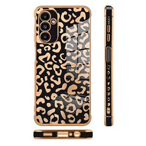 Bonoma for Samsung Galaxy A14 5G Case Leopard Plating Electroplate Luxury Elegant Case Camera Protector Soft TPU Shockproof Protective Corner Back Cover Galaxy A14 5G Case -Black