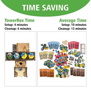 TowerRex Board Game Organizer for Cascadia board game box, Cascadia board game organizer, Cascadia board game components storage insert accessory