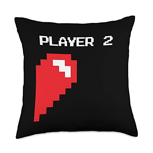 Player 1 Player 2 Couple Gamer Valentine's Gifts Matching Gamer Couple Valentine's Gift 1 Player 2 Throw Pillow, 18x18, Multicolor