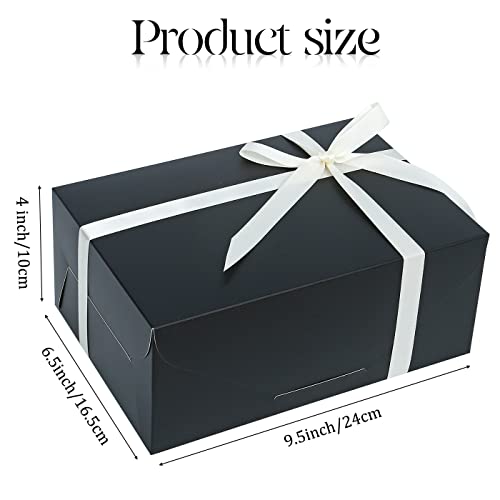 12Pack Black Gift Boxes,Gift Boxes with Lids 9.5x6.6x4 Inches,Gift Boxes Bulk with Ribbon,Bridesmaid Proposal Box for Presents Kraft Paper Gift Boxes for Packaging,Wedding,Christmas,Halloween,Party