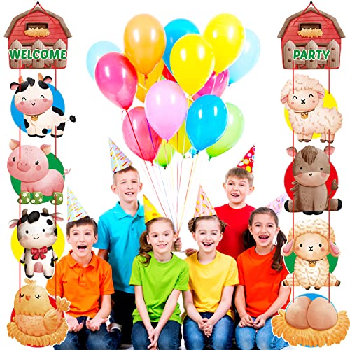 HANPLK Farm Animals Birthday Party Decorations, Farm Animals Party Supplies for Kids, Indoor Home, Outdoor Banner Porch Sign, Farm Animals Theme Party Decorations