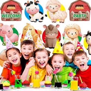 HANPLK Farm Animals Birthday Party Decorations, Farm Animals Party Supplies for Kids, Indoor Home, Outdoor Banner Porch Sign, Farm Animals Theme Party Decorations