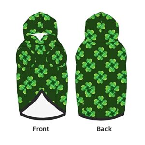 Large Dog Hoodie Green-Clover-St.Patrick's-Day Pet Clothes Sweater with Hat Soft Cat Outfit Coat Medium