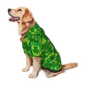 Large Dog Hoodie St.Patrick-Day-Green-Colors Pet Clothes Sweater with Hat Soft Cat Outfit Coat Medium