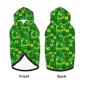 Large Dog Hoodie St.Patrick-Day-Green-Colors Pet Clothes Sweater with Hat Soft Cat Outfit Coat Medium