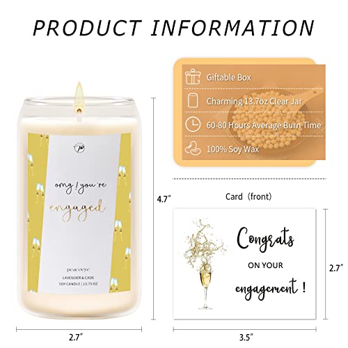 Engagement Gift for Couple 13.7oz 80Hr Burn Cool Gifts Idea Newly Engaged Wedding Bridal Shower Gifts for Bride to Be Unique Mr And Mrs Lavender Cade Scented Soy Wax Candle for Home Clear Jar