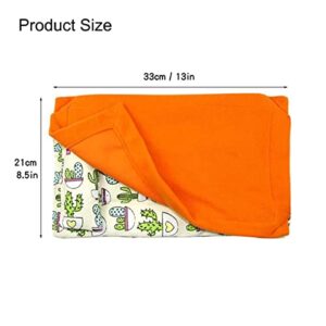 Dragon Bed with Pillow and Blanket Reptile Accessories Small Pet Animal Hide Habitat Shelter Solf Fabric Warm Sleeping Bag with Cover for Bearded Dragon Leopard Gecko Lizard (Orange)