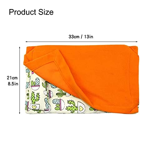 Dragon Bed with Pillow and Blanket Reptile Accessories Small Pet Animal Hide Habitat Shelter Solf Fabric Warm Sleeping Bag with Cover for Bearded Dragon Leopard Gecko Lizard (Orange)