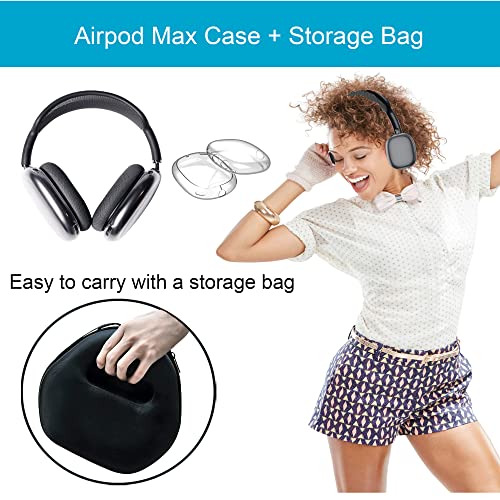 ULITIQ Compatible with Airpod Max Case, (2 Clear Cases+Big Storage Box+2 Desk Holder), Soft Clear Case, Transparent Headphone Protective Cover Air Pod Max Accessories