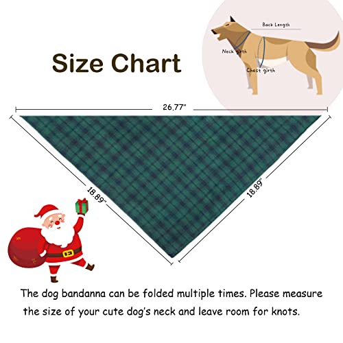 Waghaw Dog Christmas Bandana, 2 Pack Plaid Pets Bandana for Small Medium Large and Extra Large Dogs (Reds, Large)