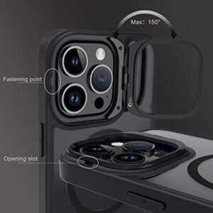 chitri Camera Kickstand Magnetic Case,Compatible with iPhone 14 Pro Max Case with Ring Stand,[Compatible with MagSafe] [Military Grade Drop Tested] Translucent Matte Case