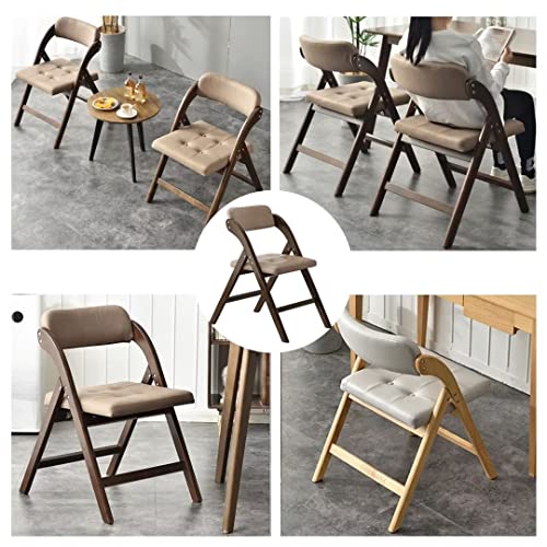 Solid Wood upholstered Folding Dining Chairs with Padded Seats, Comfortable Seating Office, Reception Area, Foldable Table and Chair, Easy to Store(Walnut Color)