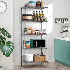 blkmty 5-tier wire shelving metal shelf unit storage shelves adjustable height nsf shelving rack strong steel for restaurant bathroom garage pantry kitchen garage 14" d x 24" w x 60" h，black