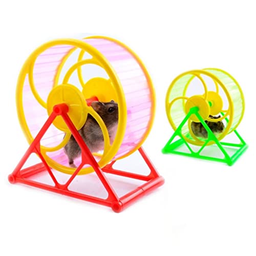 Ipetboom Silent Hamster Wheel Toys 2PCS Exercise Wheel Silent Running Wheel Pet Running Jogging Sports Exercise for Small Pet Hamsters Mice Rat Gerbils (Random Color) Chinchilla Hamster