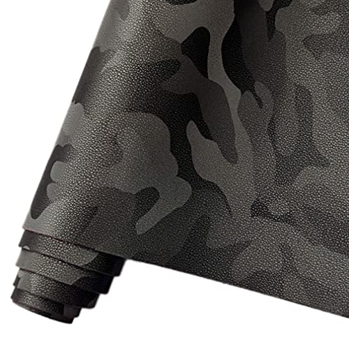 HYANG Camouflage Grey PU Faux Leather Sheets 1 Roll 12"X53"(30cmX135cm), Faux Leather Very Suitable for Crafts Making Leather Earrings, Bows, Handbag ，Sewing