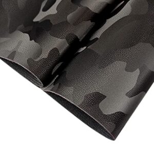 HYANG Camouflage Grey PU Faux Leather Sheets 1 Roll 12"X53"(30cmX135cm), Faux Leather Very Suitable for Crafts Making Leather Earrings, Bows, Handbag ，Sewing