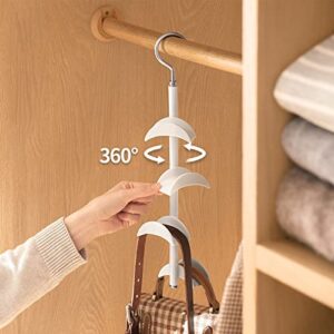 MYBOLE Purse Hanger for Closet, Purses Handbags Hangers 360° Rotating Handbag Hanging Hook Bag Storage Space Saver with 4 Hooks, Hanging Storage Organizer Hanger for Storing Purses, Backpacks, 4 PCS