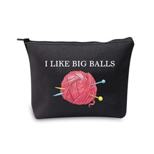 jxgzso crochet supplies bag knitting project bag i like big balls make up bag funny knitting gift for knitter (i like big balls black)