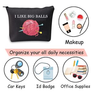 JXGZSO Crochet supplies Bag Knitting Project Bag I Like Big Balls Make Up Bag Funny Knitting Gift For Knitter (i like big balls black)