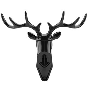 LIYJTK Antler Hanger,Animals Deer Head Hook Hanger Rack Holder Wall Mount for Home Office Room Decor(Black)