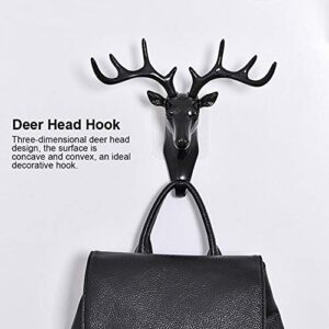 LIYJTK Antler Hanger,Animals Deer Head Hook Hanger Rack Holder Wall Mount for Home Office Room Decor(Black)