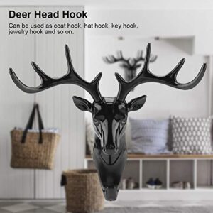 LIYJTK Antler Hanger,Animals Deer Head Hook Hanger Rack Holder Wall Mount for Home Office Room Decor(Black)