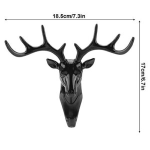 LIYJTK Antler Hanger,Animals Deer Head Hook Hanger Rack Holder Wall Mount for Home Office Room Decor(Black)