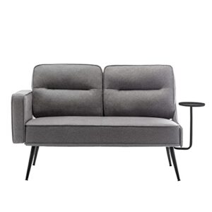 Alunaune Upholstered Grey Loveseat Bench, Modern 2-Seat Small Cushion Couch Living Room Settee Love Seat Sofa, Mid Century Lounge Chair for Bedroom