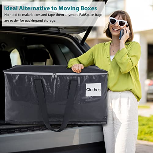 FabSpace Moving Boxes Heavy Duty Moving Bags with Strong Zippers and Handles Collapsible Moving Supplies, Storage Totes for Packing & Moving Storing 93L,8-Pack