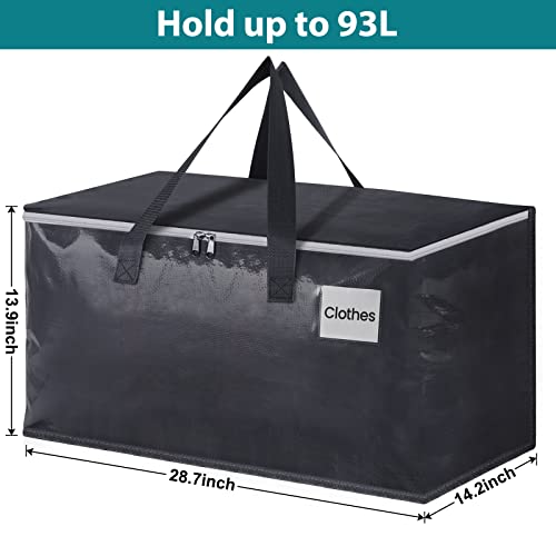 FabSpace Moving Boxes Heavy Duty Moving Bags with Strong Zippers and Handles Collapsible Moving Supplies, Storage Totes for Packing & Moving Storing 93L,8-Pack