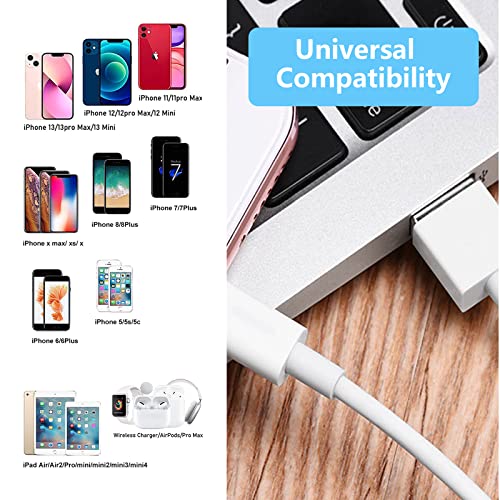 iPhone Charger Cord [Apple MFi Certified] Lightning Cable 1m/3.3FT Fast Charging High Speed Data Sync USB Cable Compatible with iPhone 14/13/12/11 Pro Max/XS MAX/XR/XS/X/8/7/Plus/6S iPad